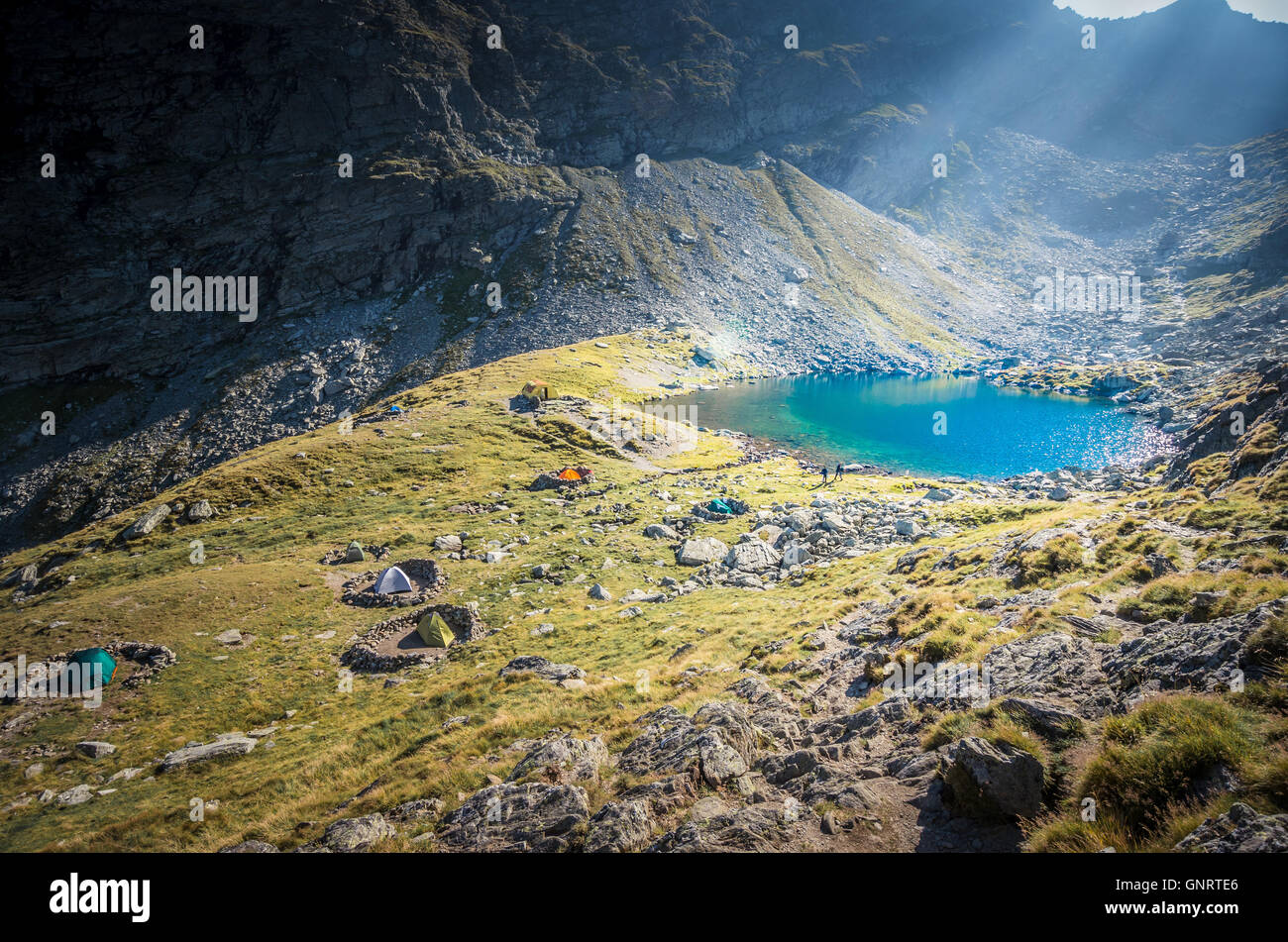 Caltun glacial lake. Beautiful mountain landscape with a lake in ...