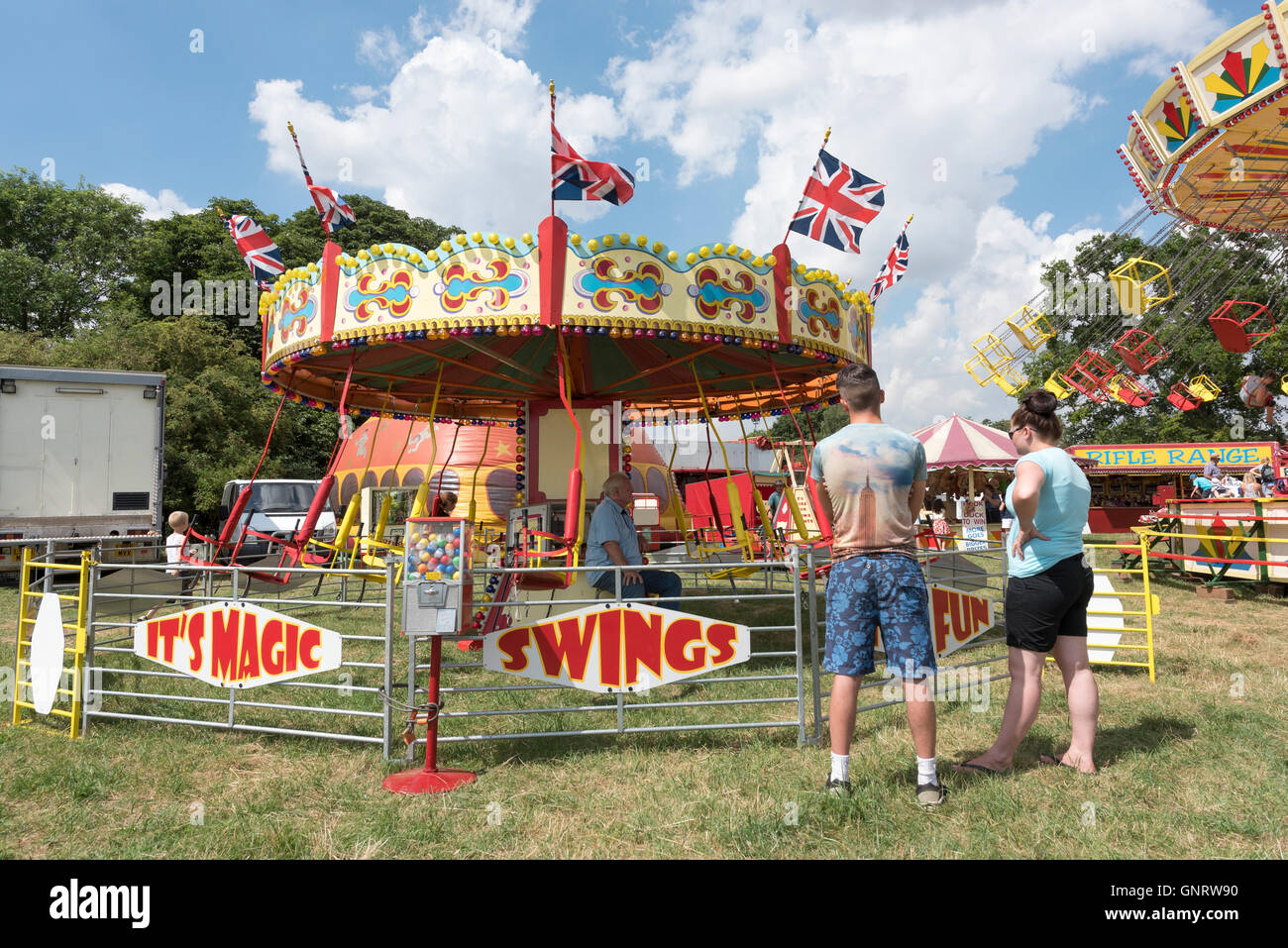 Funfair chair ride roundabout at Stow cum Quy Cambridgeshire Steam ...