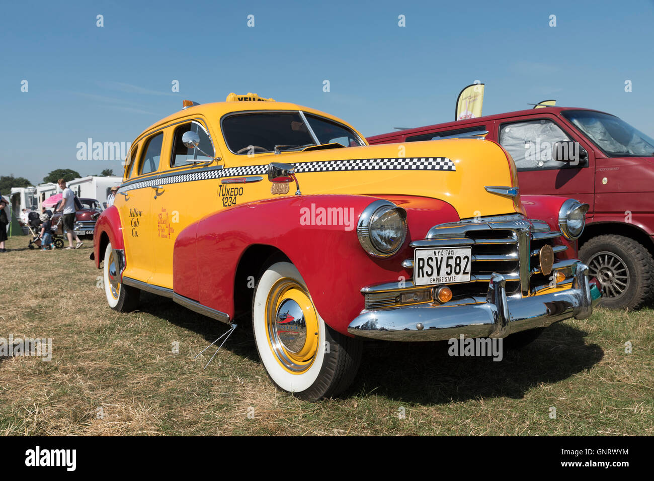Old New York yellow taxi cab at Steam rally and Country fair Stow cum ...