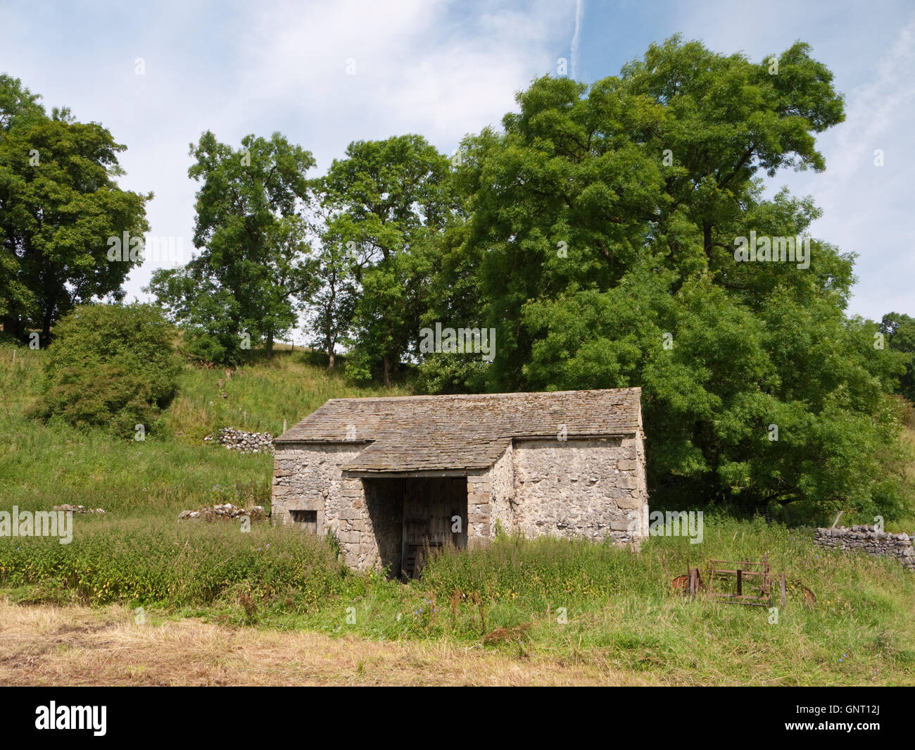 Traditional stone barn near the village of Malham in the Yorkshire ...