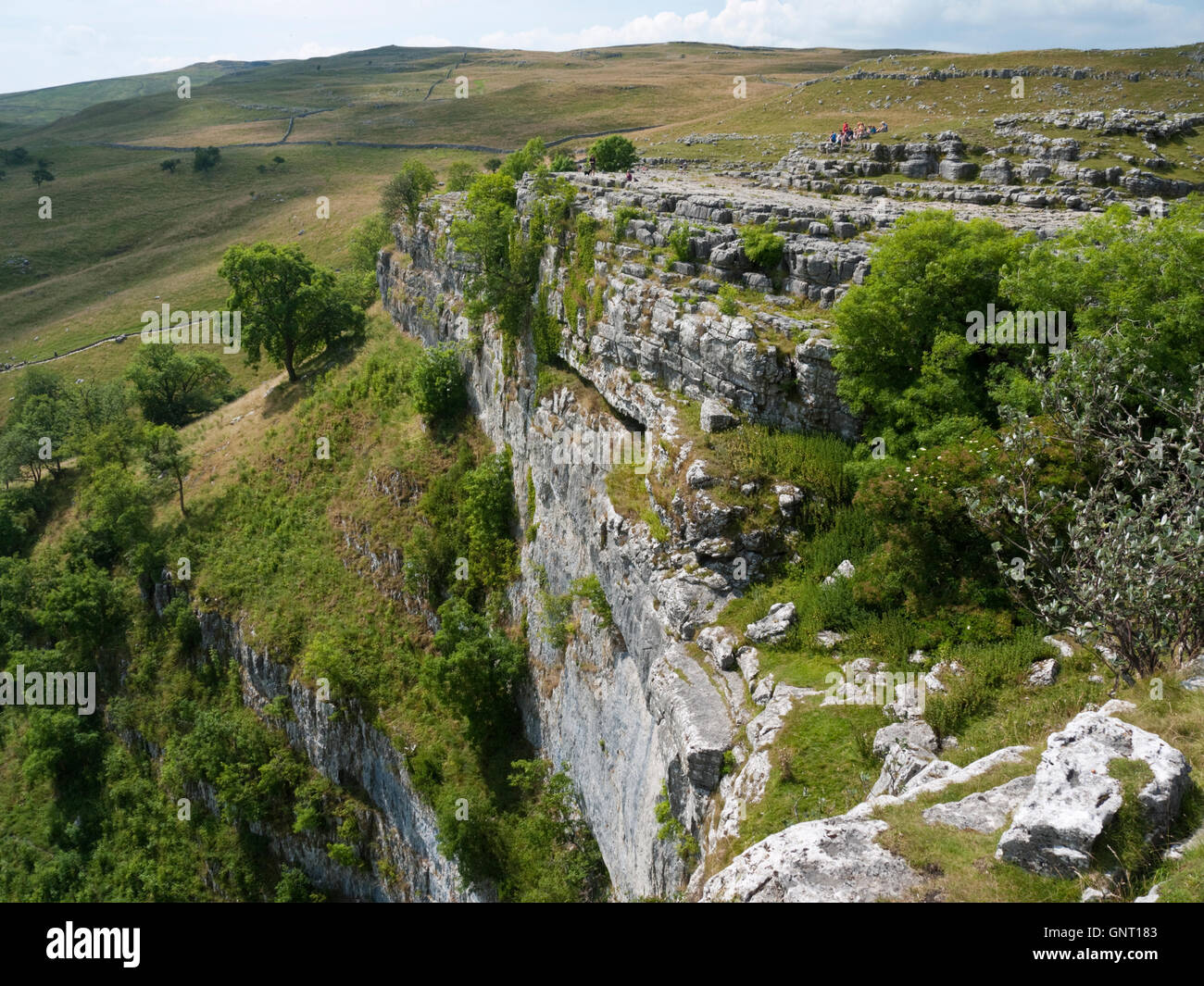 Malham Cove - a limestone cliff in the Yorkshire Dales National Park ...