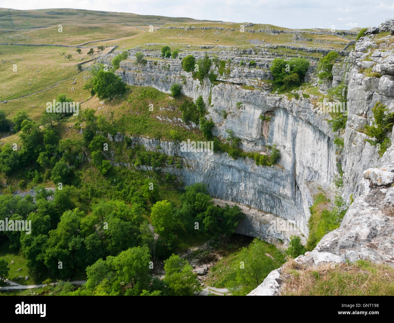 Malham Cove - a limestone cliff in the Yorkshire Dales National Park ...