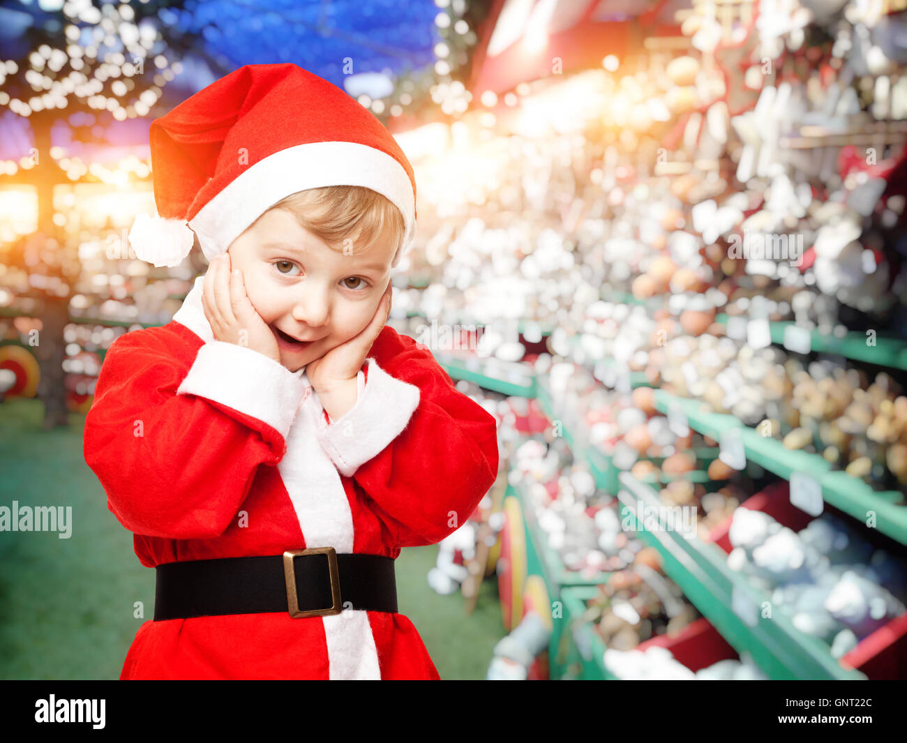 portrait of little kid santa claus Stock Photo - Alamy