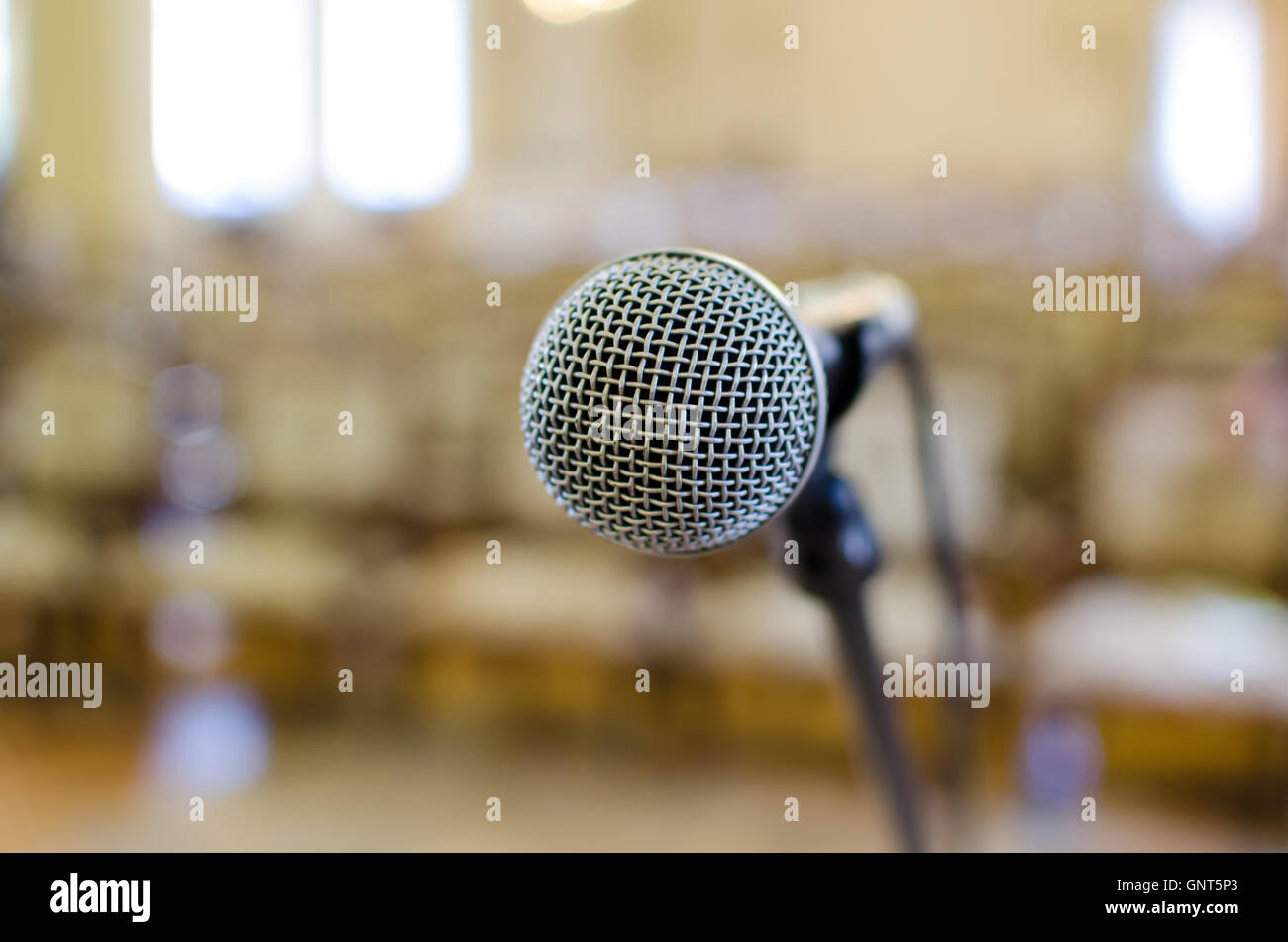 microphone closeup event hall Stock Photo - Alamy