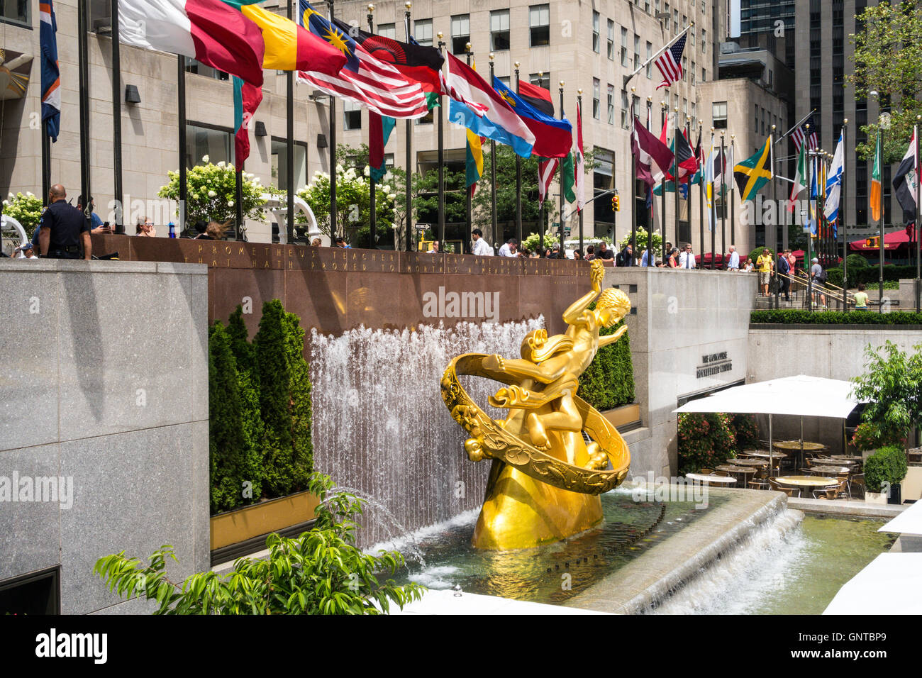 Statue of Prometheus, Rockefeller Center Plaza, NYC Stock Photo - Alamy