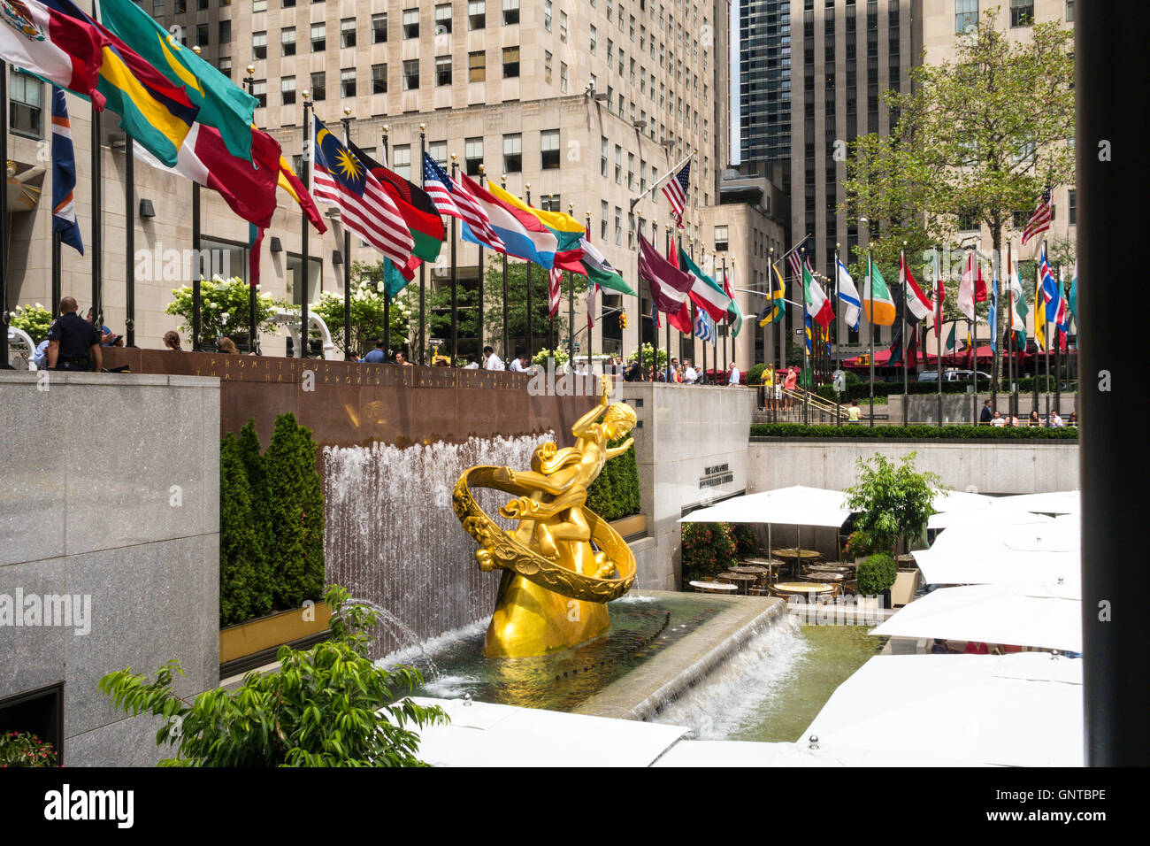 Statue of Prometheus, Rockefeller Center Plaza, NYC Stock Photo - Alamy