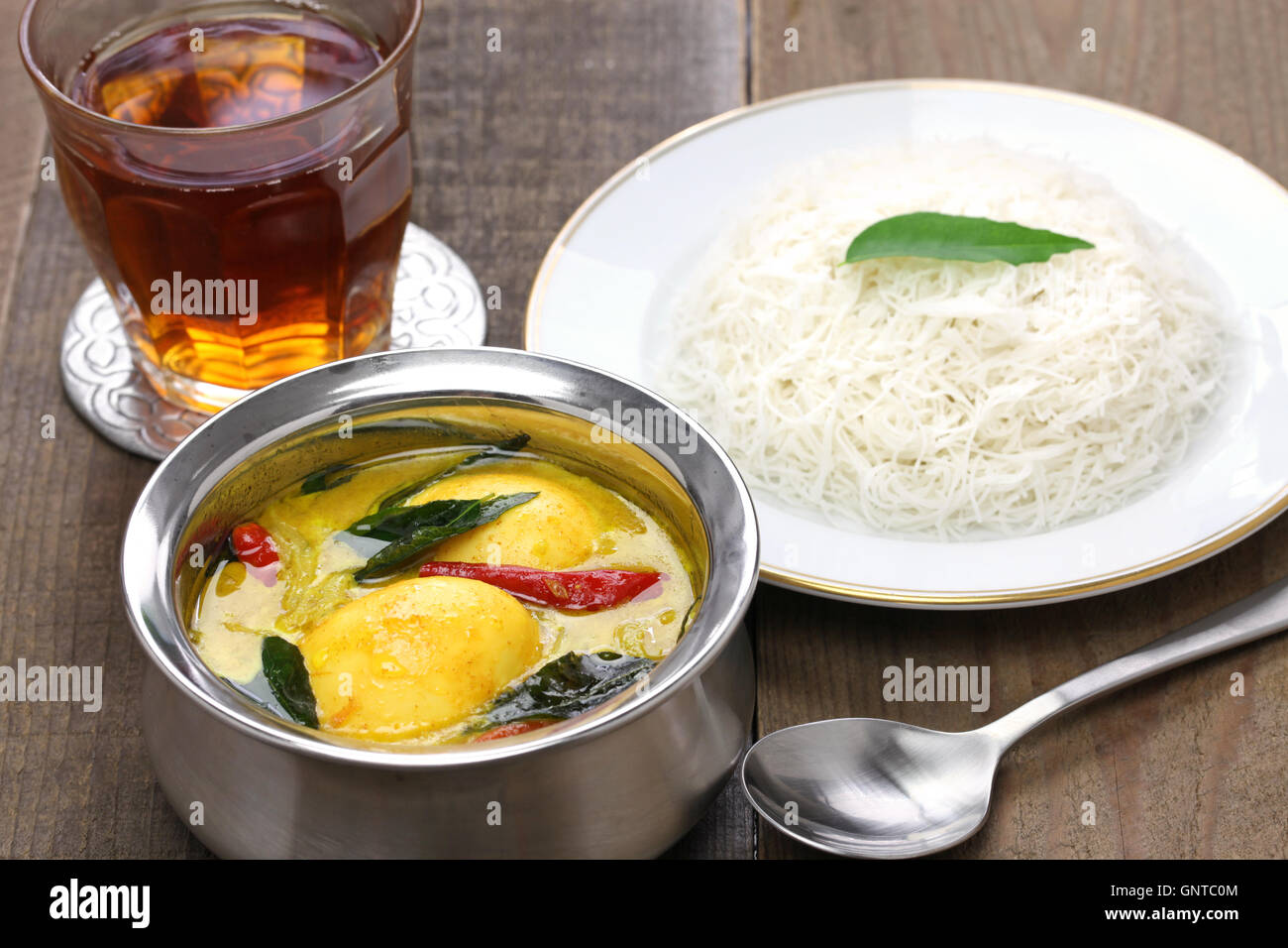 idiyappam (string hoppers) with egg curry, south indian and sri lankan ...