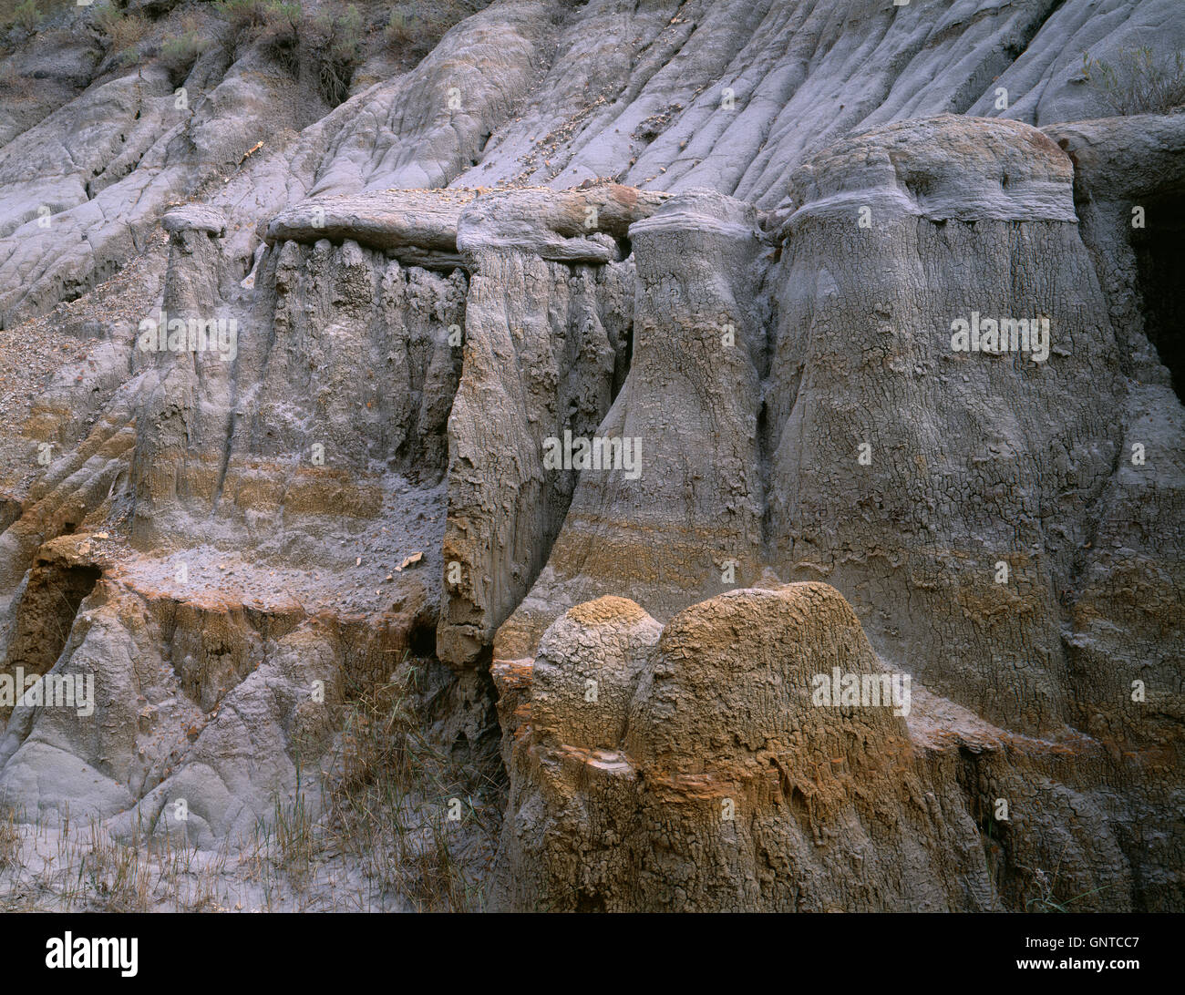 USA, North Dakota, Theodore Roosevelt National Park, Hard sandstone ...