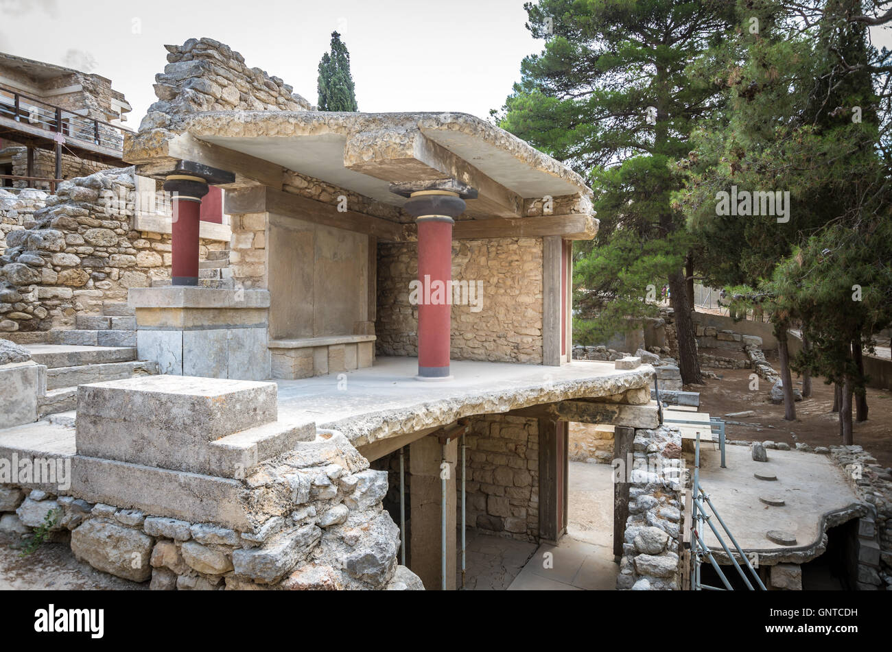 Knossos palace, Crete island, Greece. Detail of ancient ruins of famous ...