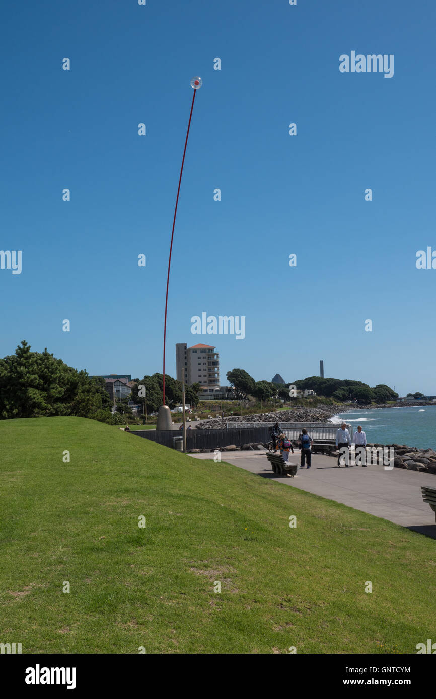 The Wind Wand sculpture by artist Len Lye. New Plymouth, North Island ...
