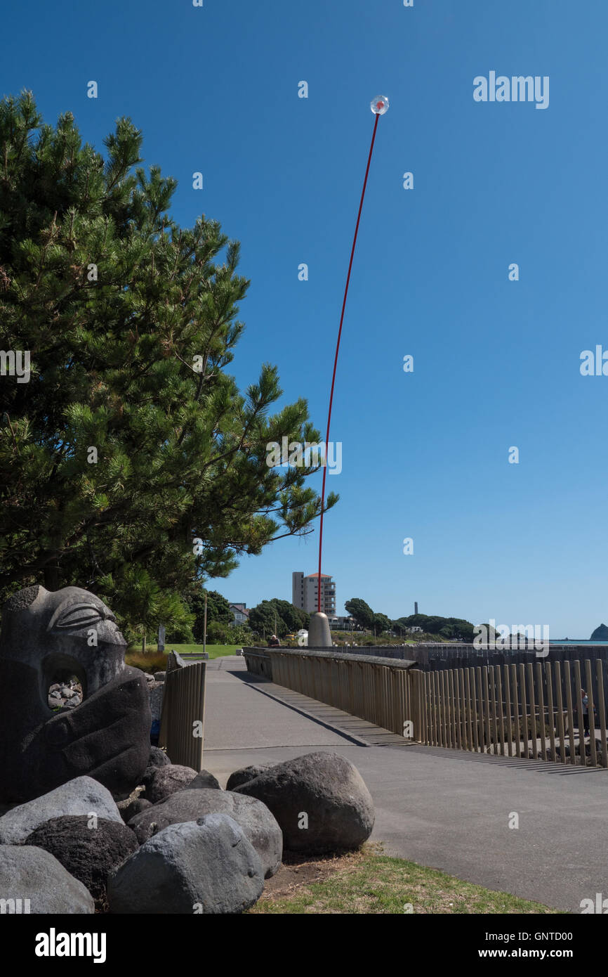 The Wind Wand sculpture by artist Len Lye. New Plymouth, North Island ...