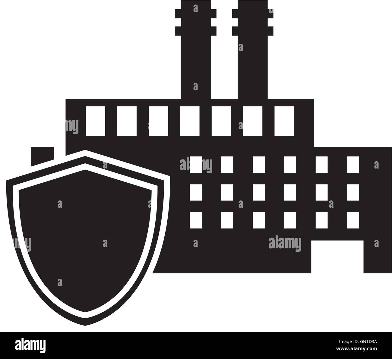factory and shield icon Stock Vector Image & Art - Alamy