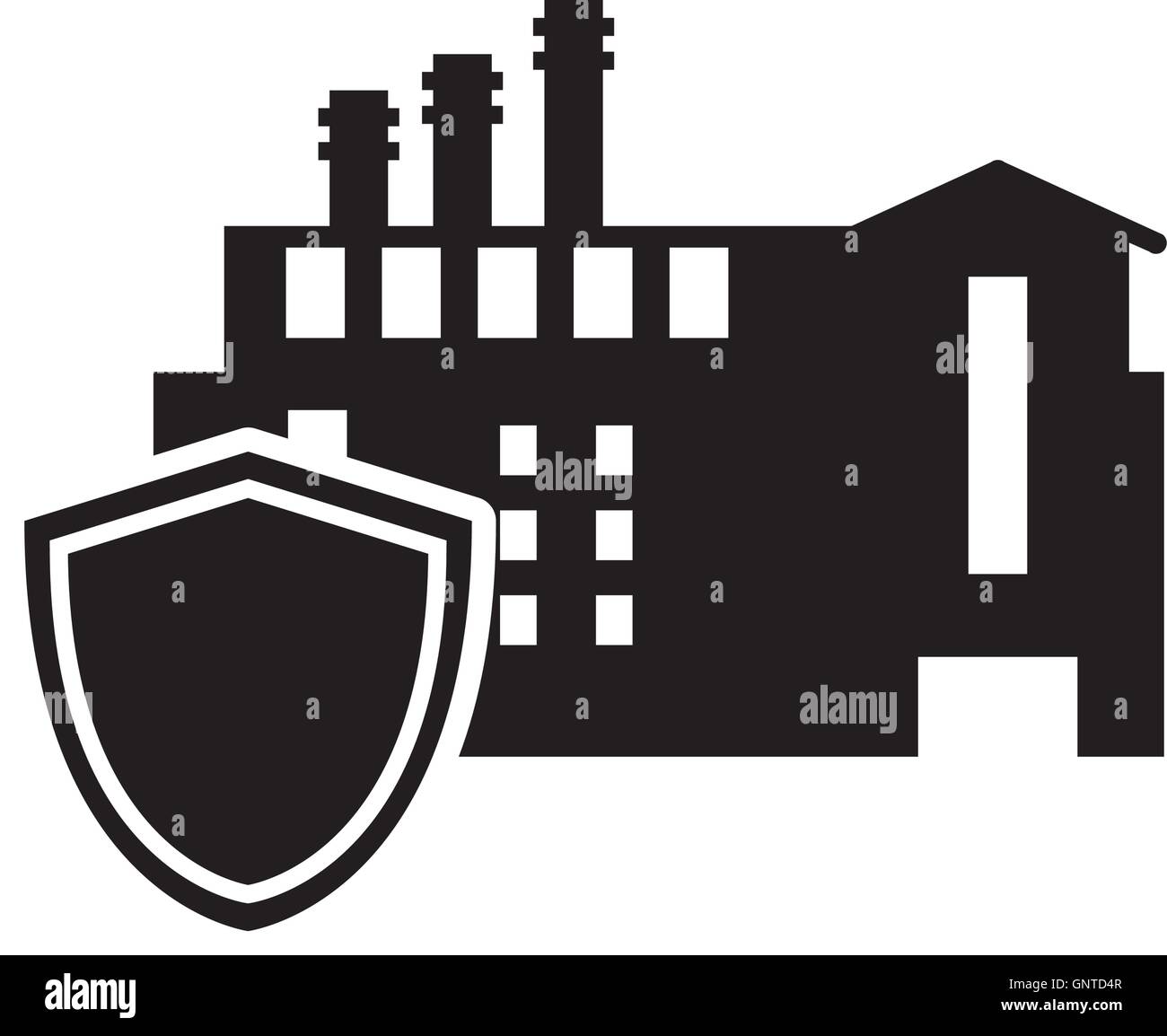 factory and shield icon Stock Vector Image & Art - Alamy