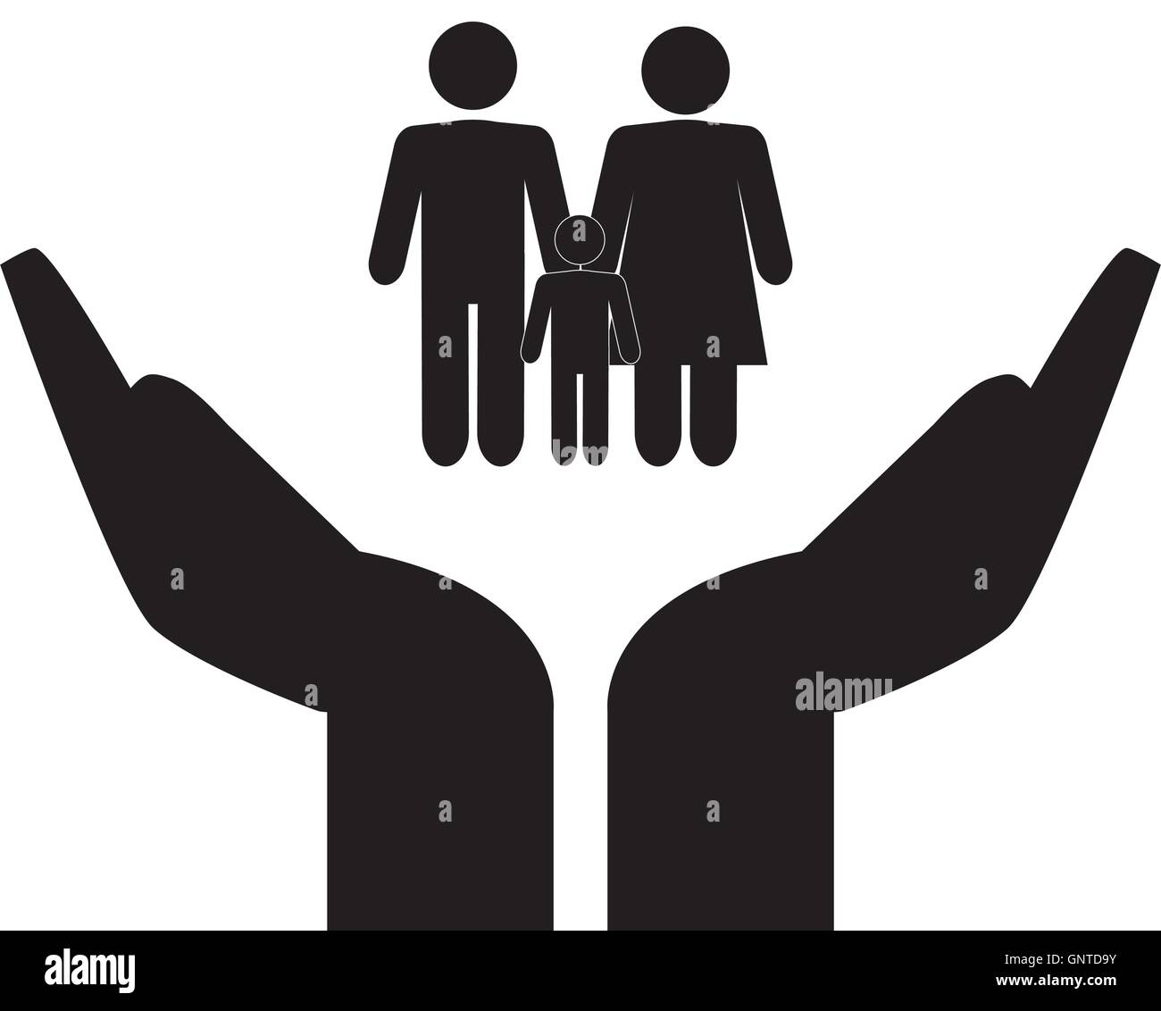 sheltering hands and family pictogram icon Stock Vector Image & Art - Alamy