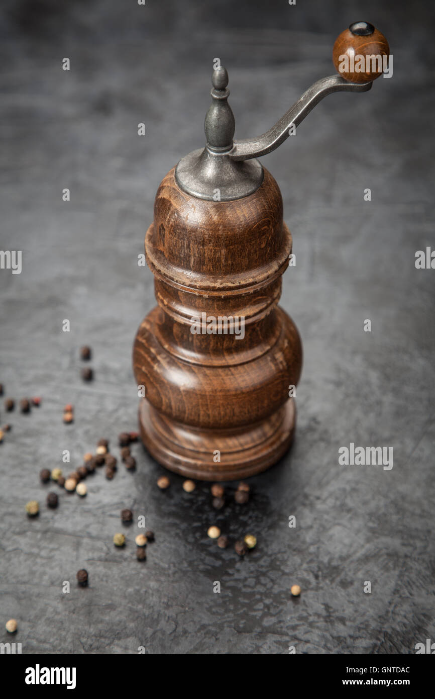 Vintage black pepper grinder hi-res stock photography and images - Alamy