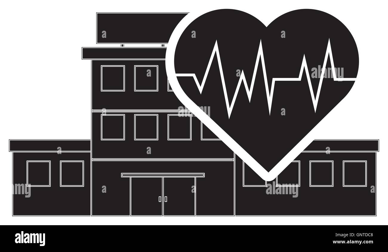 hospital and heart cardiogram icon Stock Vector Image & Art - Alamy
