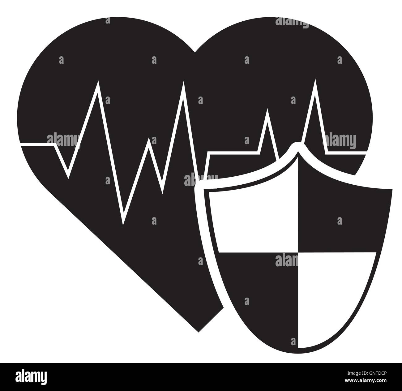 heart cardiogram and shield icon Stock Vector Image & Art - Alamy