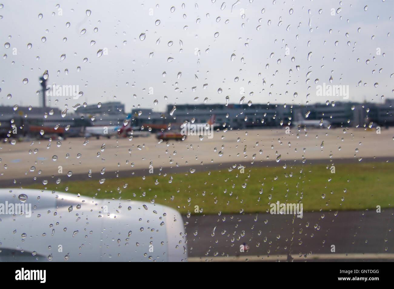 DUSSELDORF - 22nd JULY 2016: airport as seen through an aircraft window ...