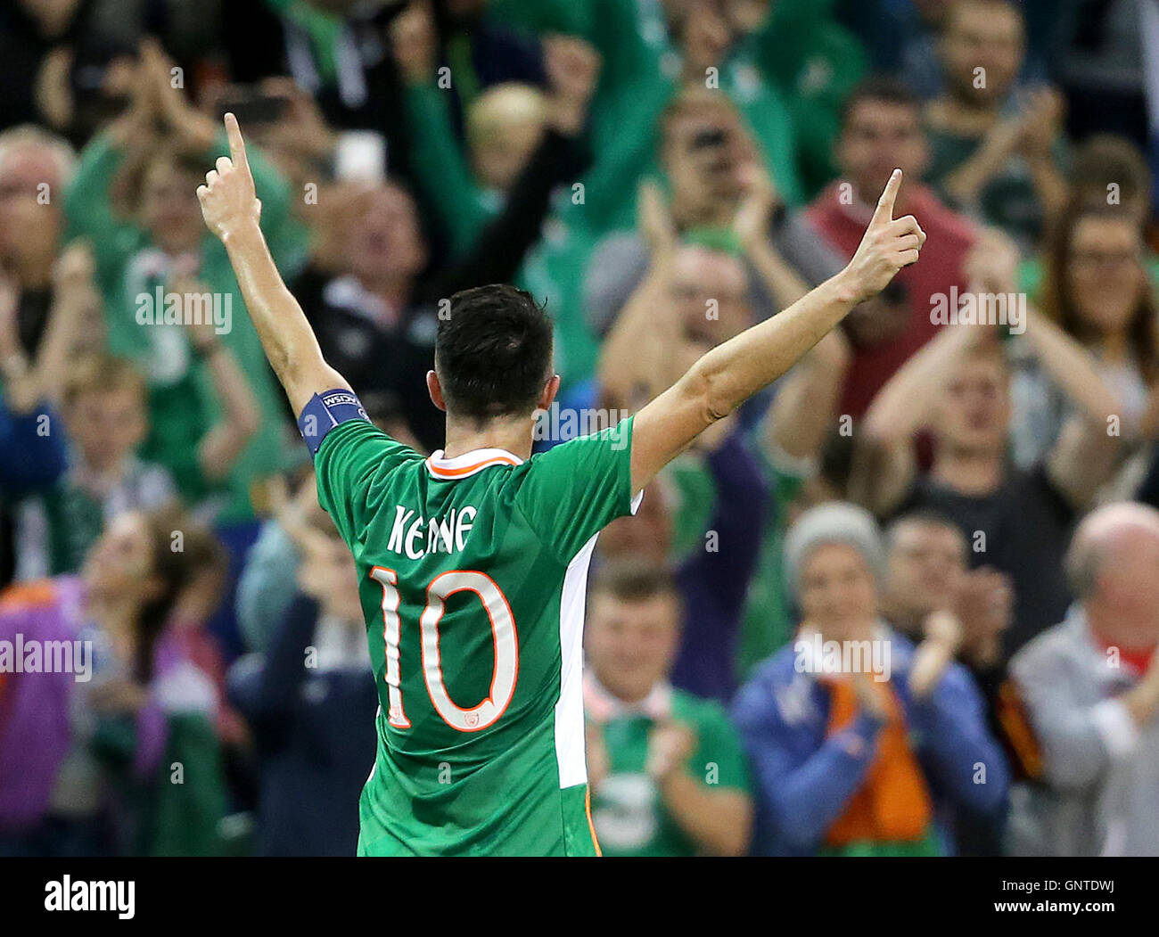 Republic of Ireland's Robbie Keane celebrates scoring his side's second ...