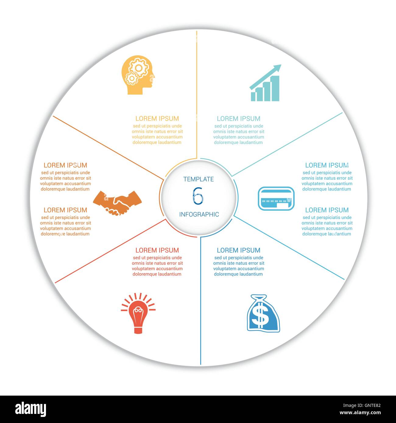 infographic from colored lines six position Area chart Stock Vector ...