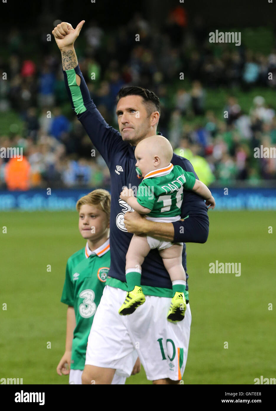 Republic of Ireland's Robbie Keane leaves the pitch after the final ...