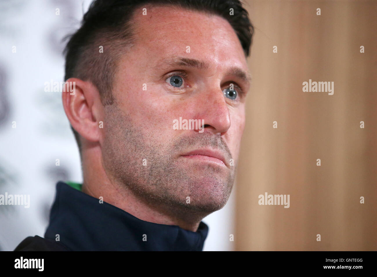 Republic of Ireland's Robbie Keane speaks during a press conference ...