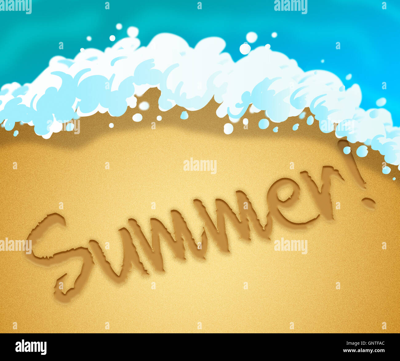 Summer Beach Meaning Summertime Vacation 3d Illustration Stock Photo ...