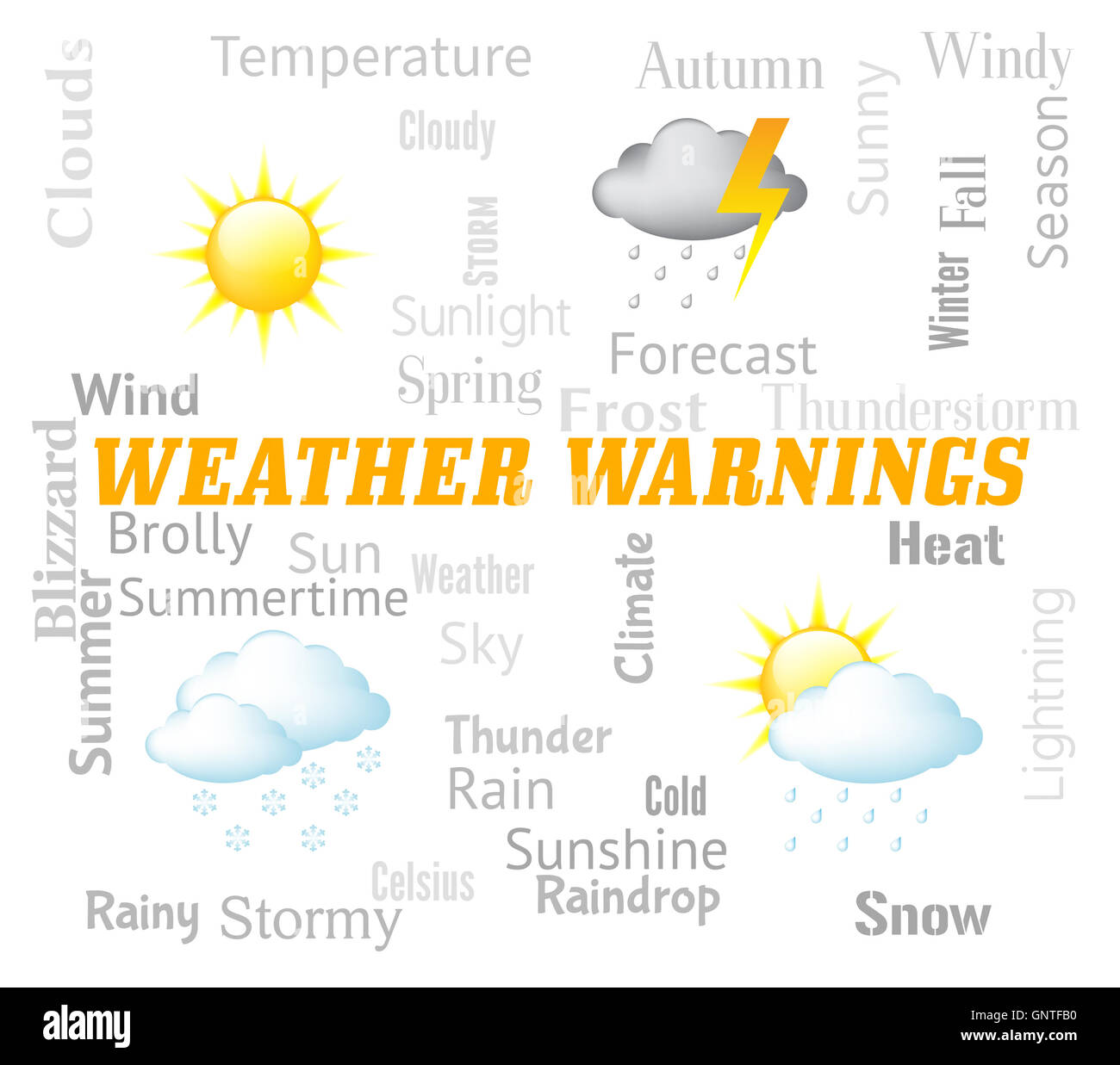 Weather Warnings Showing Meteorological Conditions And Caution Stock ...