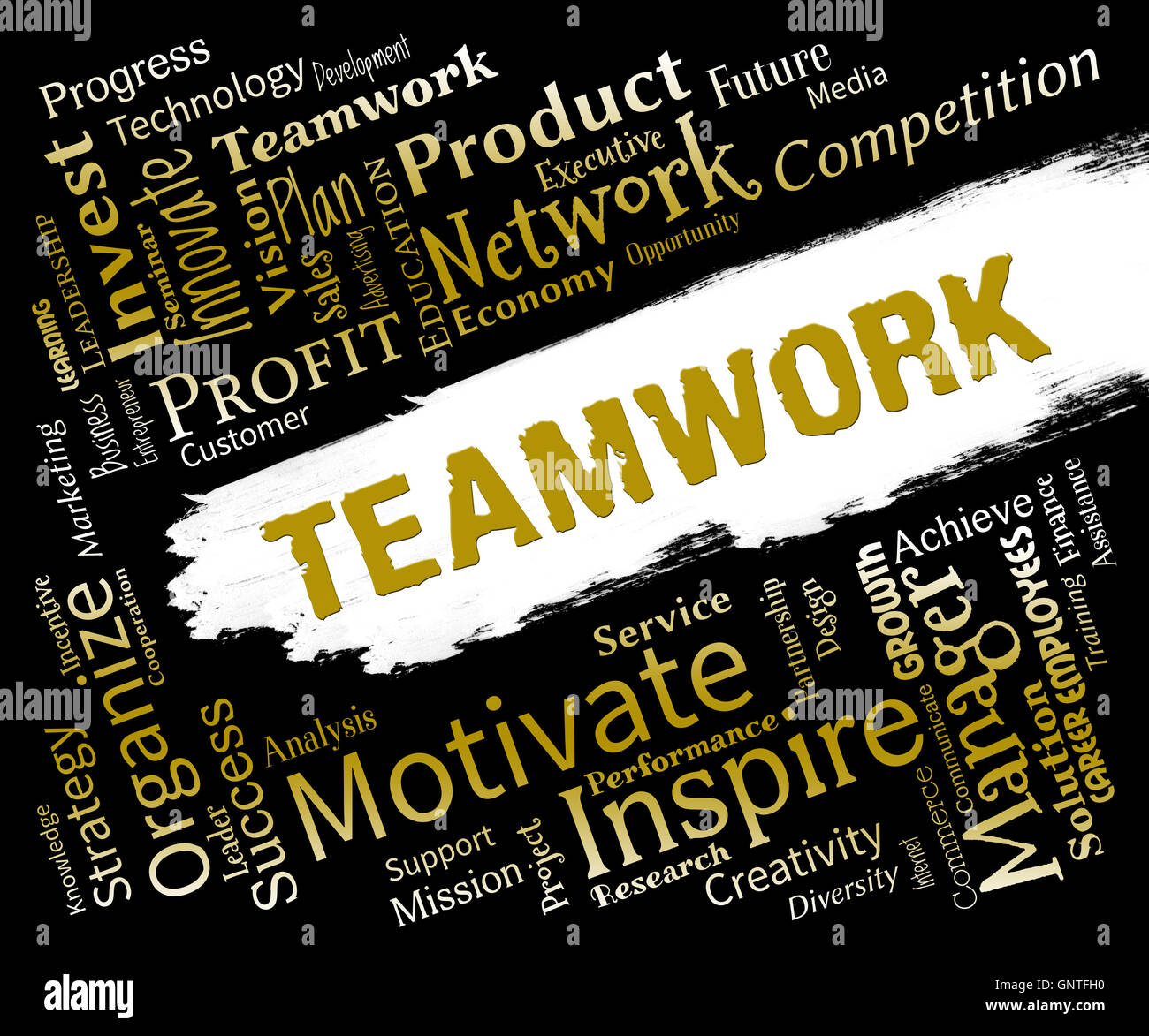 Teamwork Words Indicating Teams Networking And Cooperation Stock Photo ...