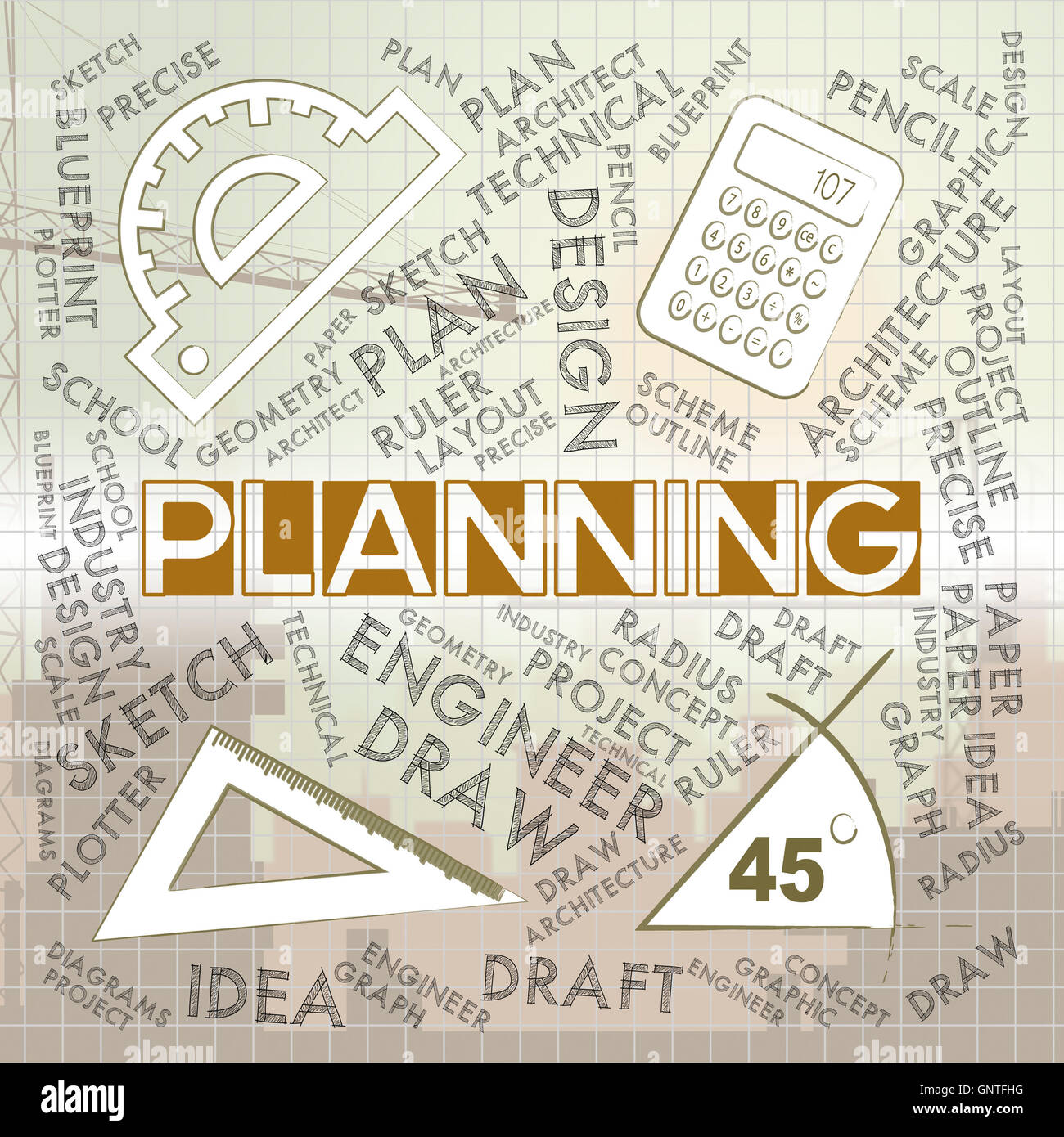 Planning Words Representing Mission Plans And Objectives Stock Photo ...