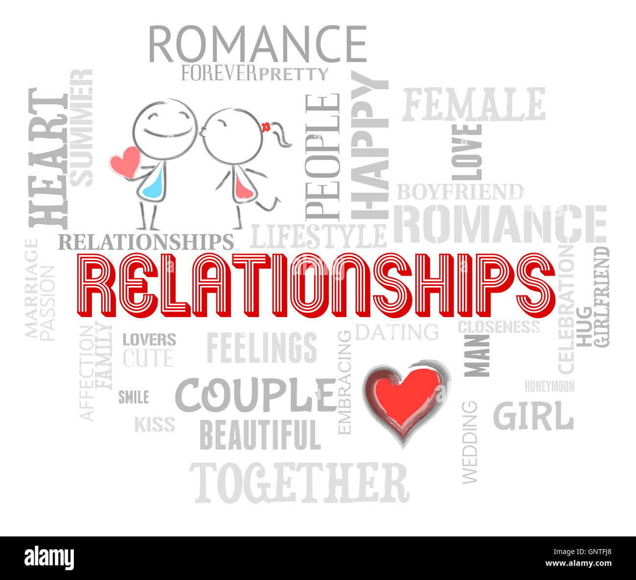Relationships Word Showing Devotion Friendship And Love Stock Photo - Alamy