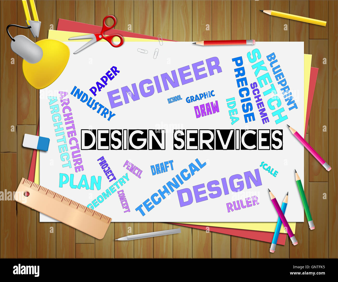 Design Services Showing Graphic Creation And Development Stock Photo ...