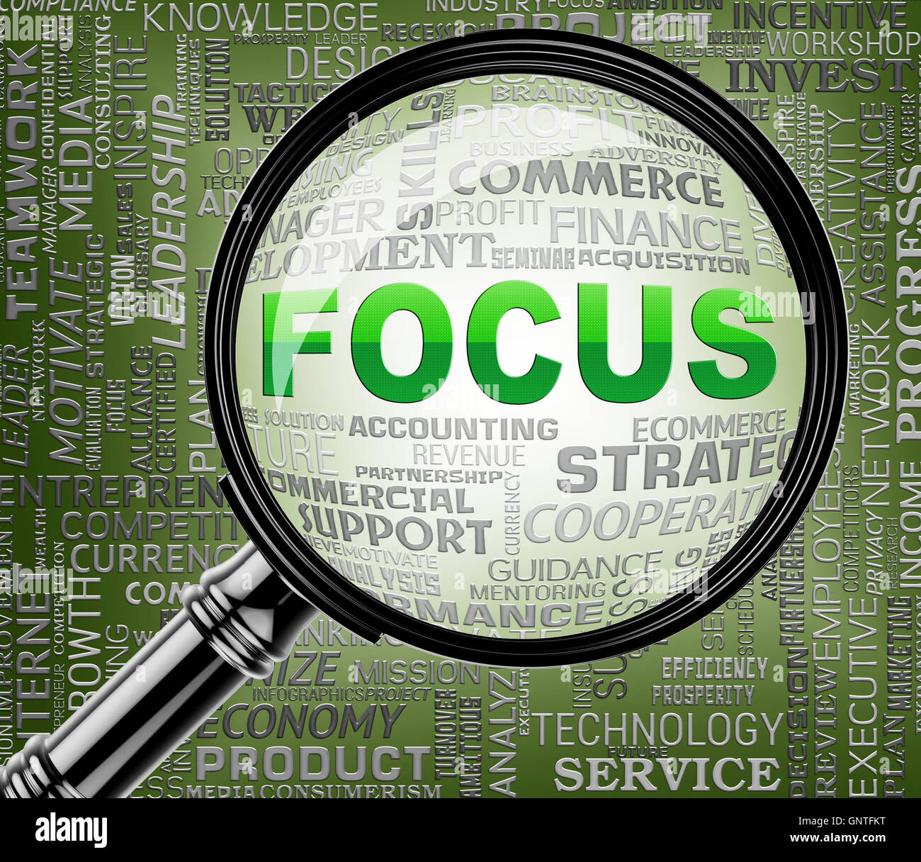 Focus Words Indicating Focused Concentration 3d Rendering Stock Photo ...