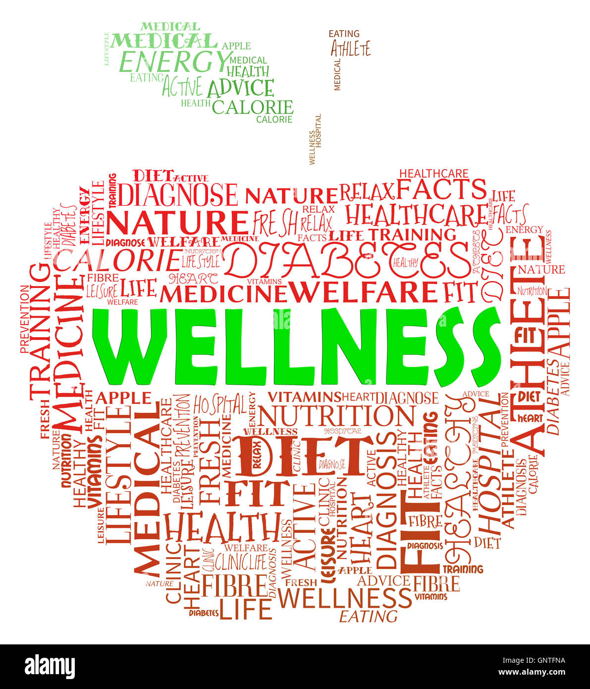 Wellness Apple Showing Health Check And Wellbeing Stock Photo - Alamy