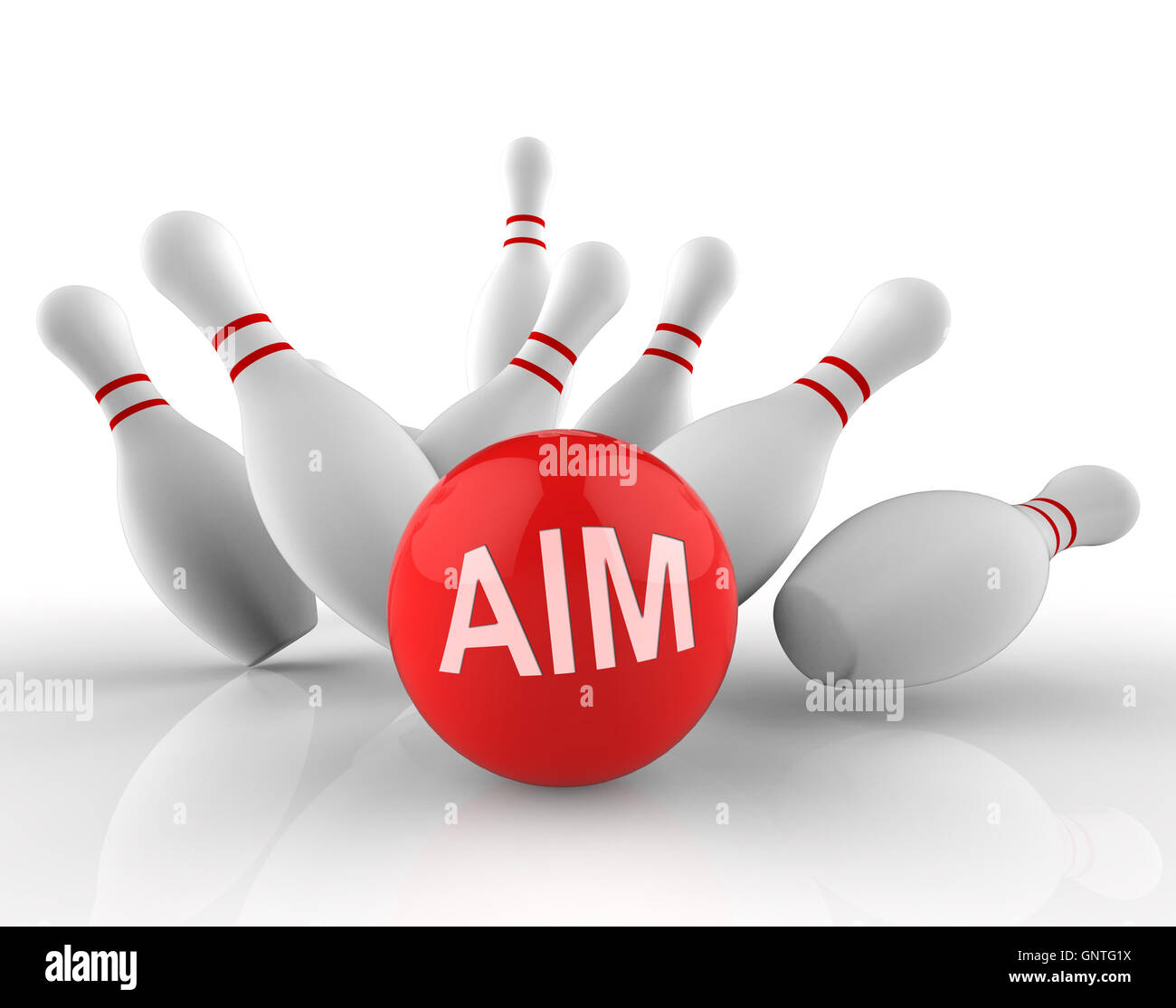 Bowling Aim Representing Aims Strike 3d Rendering Stock Photo - Alamy
