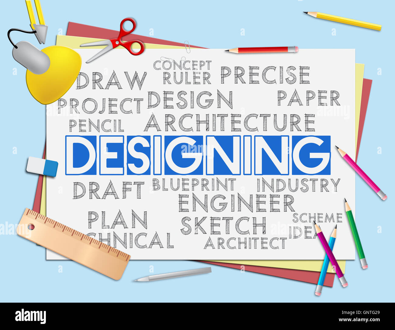 Designing Words Showing Concept Designed And Creativity Stock Photo - Alamy