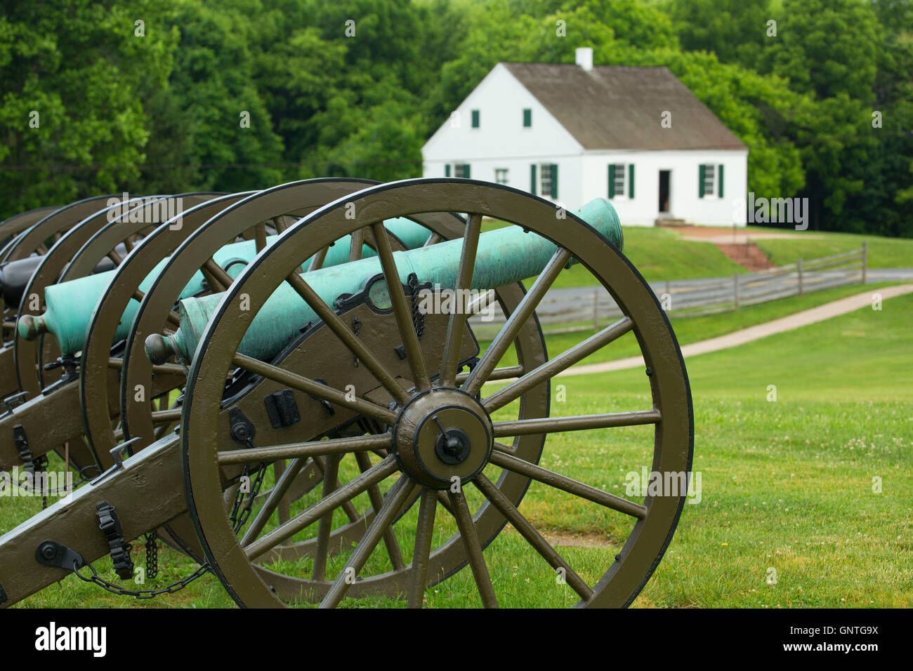 Cannons with Dunker Church, Antietam National Battlefield, Maryland ...