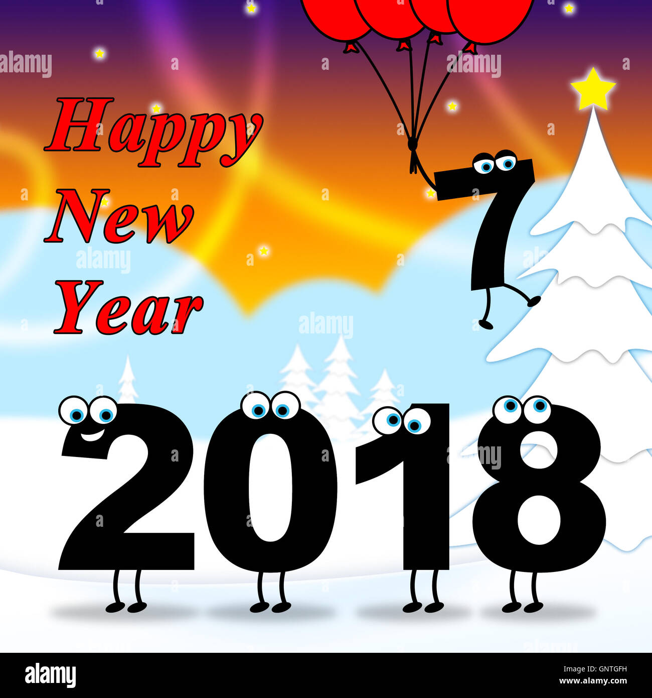 Twenty Eighteen Indicating 2018 New Year 3d Illustration Stock Photo ...