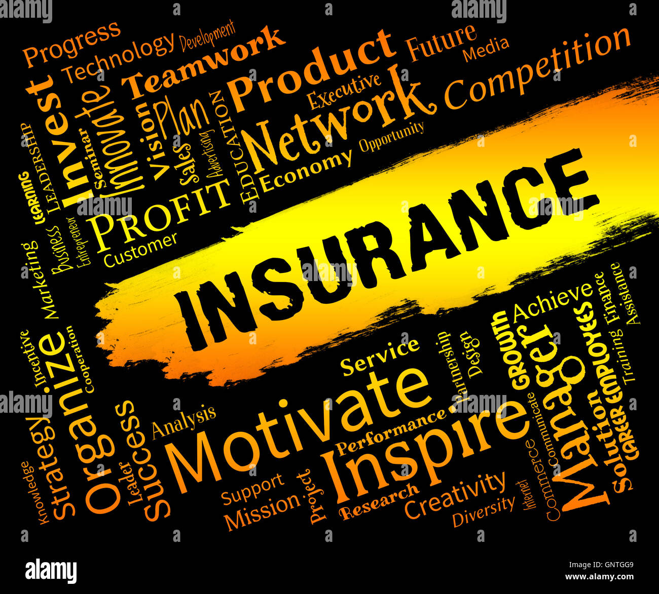 Insurance Words Representing Contract Covered And Policy Stock Photo ...
