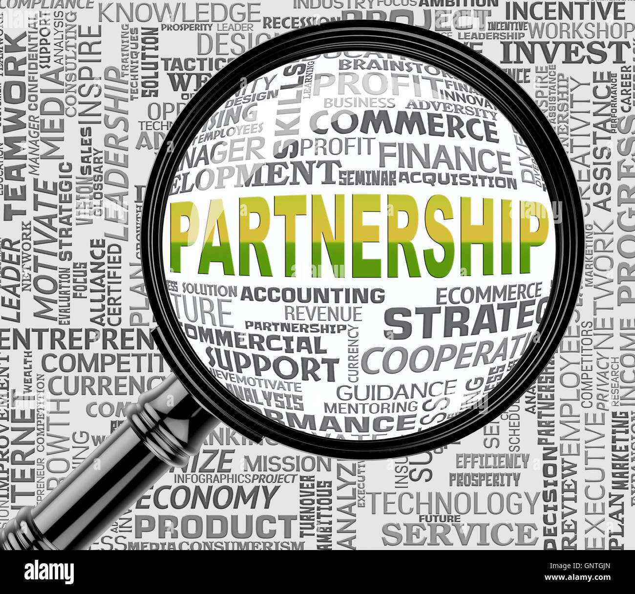 Partnership Magnifier Meaning Teamwork Unity 3d Rendering Stock Photo ...
