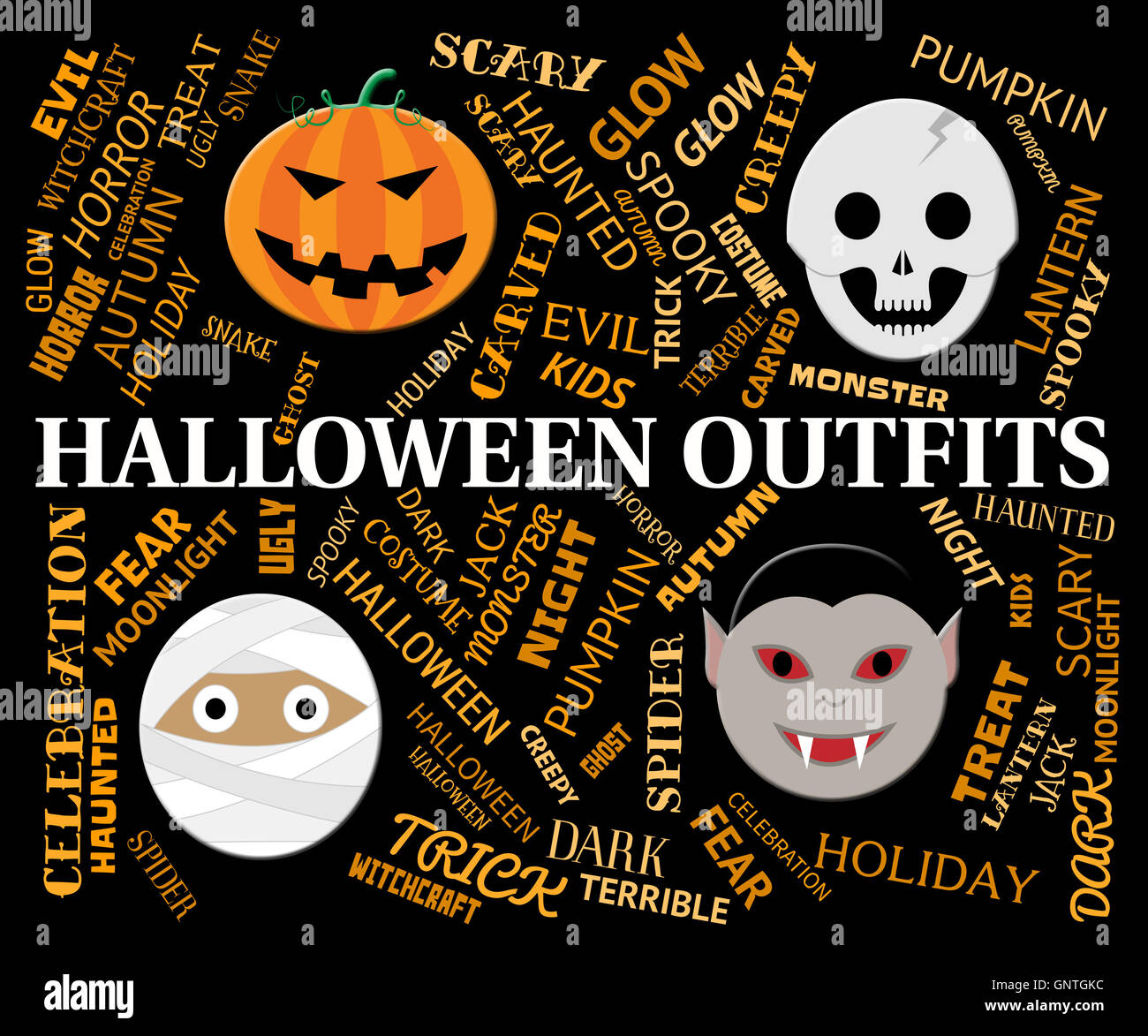 Halloween Outfits Showing Trick Or Treat Clothes Stock Photo - Alamy