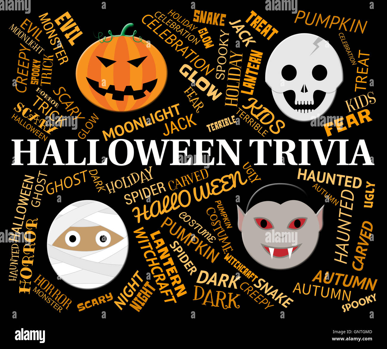 Halloween Trivia Indicating Trick Or Treat Knowhow Stock Photo - Alamy