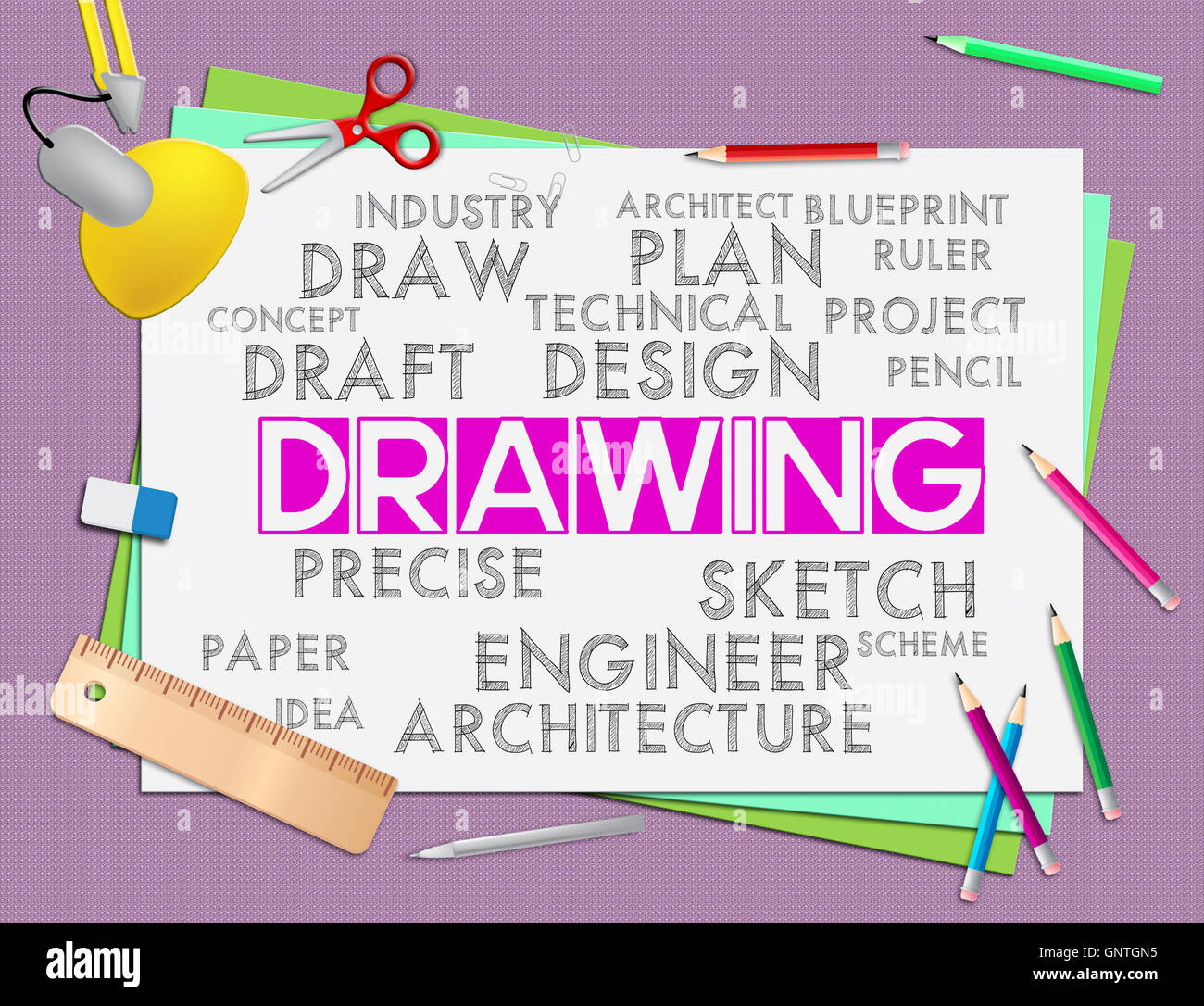 Drawing words showing creative designer who draws Stock Photo - Alamy