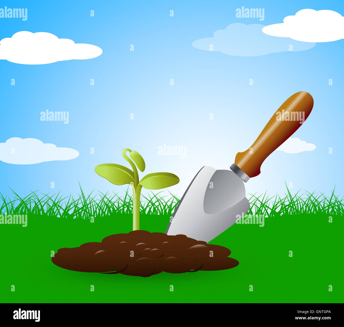 Gardening Trowel Representing Planting Flowers 3d Illustration Stock ...