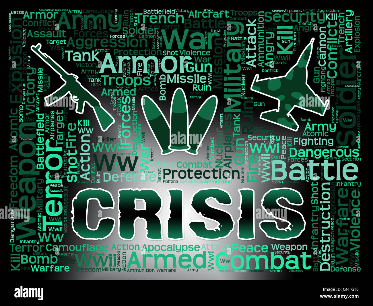 Crisis Words Showing Hard Times And Calamity Stock Photo - Alamy