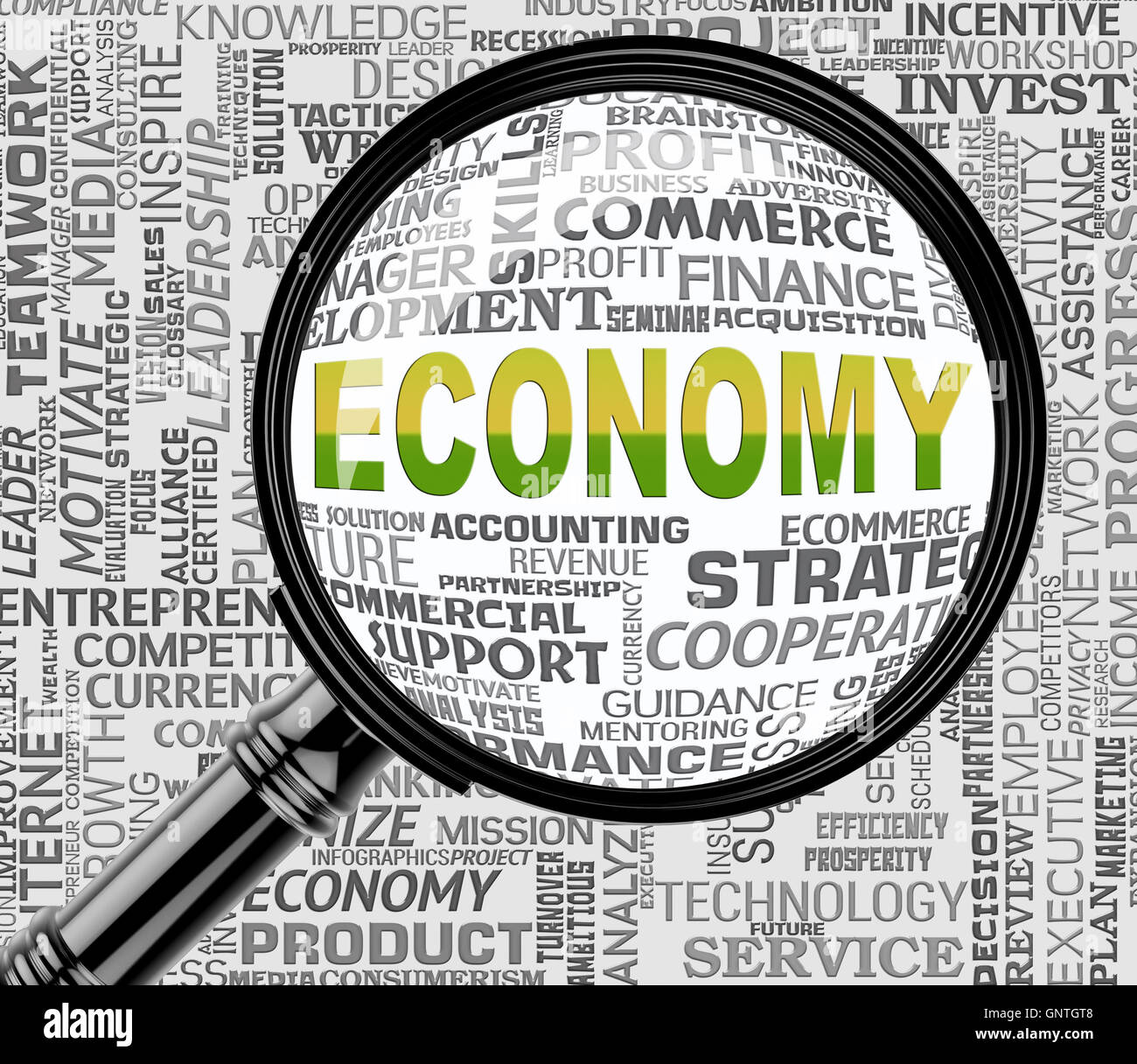 Economy Magnifier Showing Micro Economics 3d Rendering Stock Photo - Alamy