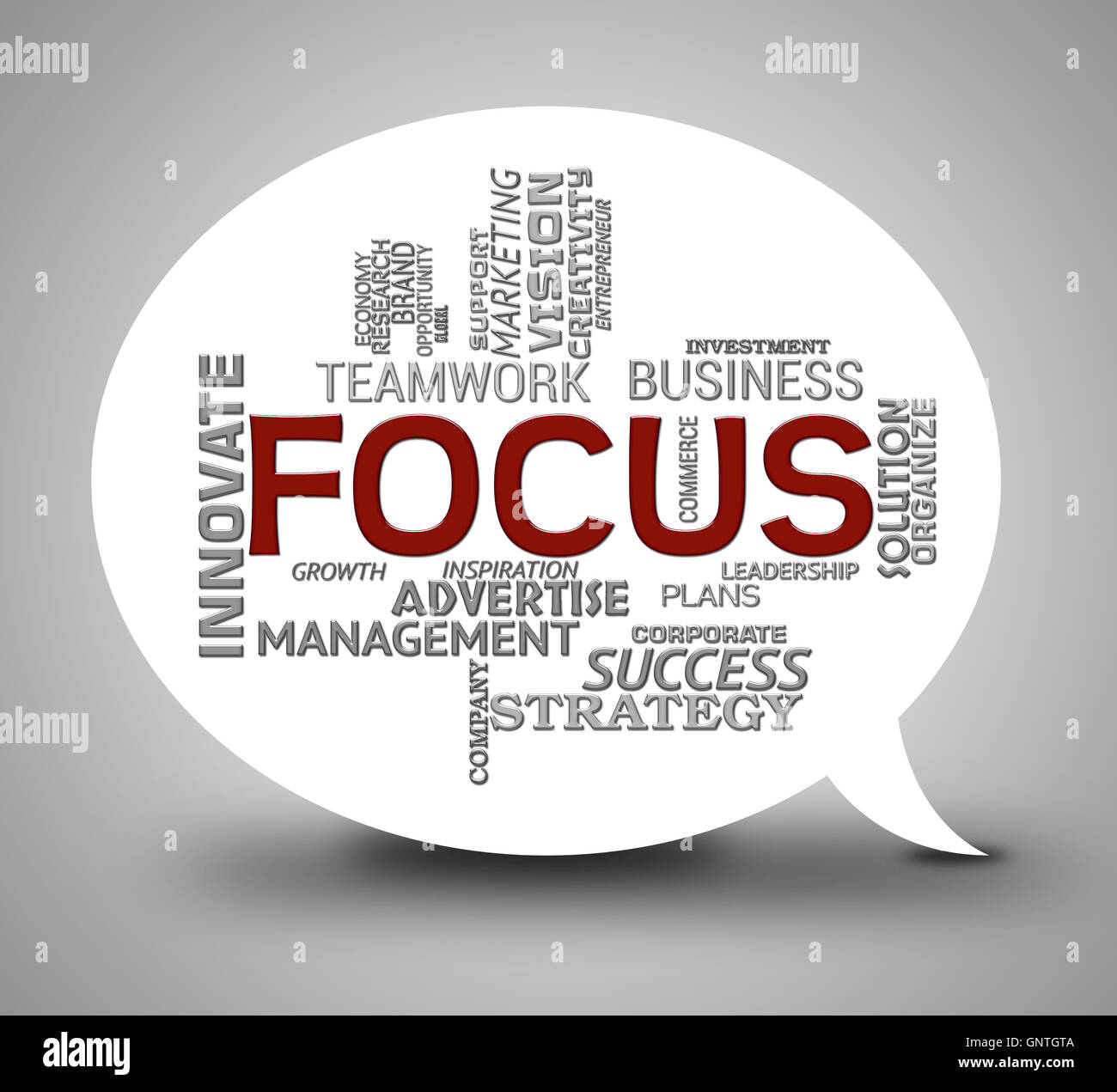 Focus Words Indicating Focused Concentration 3d Illustration Stock ...