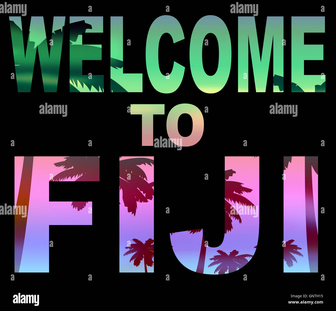 Welcome To Fiji Indicating Fijian Vacations And Invitation Stock Photo ...