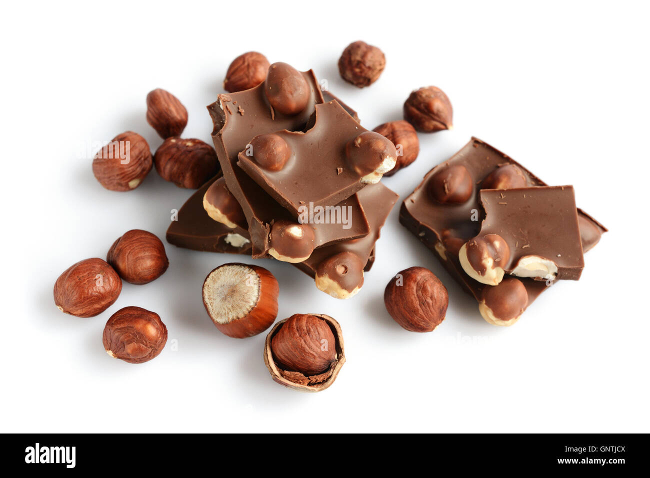Chocolate with a hazelnut isolated on a white background Stock Photo ...