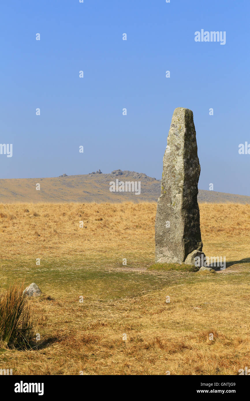 Standing Stone at Merrivale, Dartmoor National Park, Devon, England, UK ...